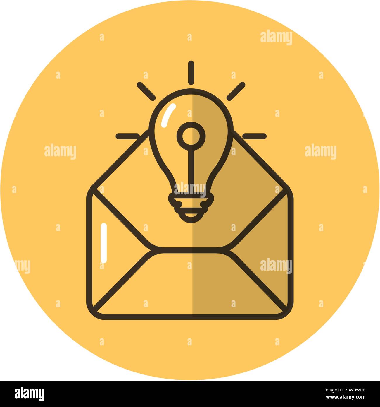 bulb light in envelope block style icon Stock Vector Image & Art - Alamy