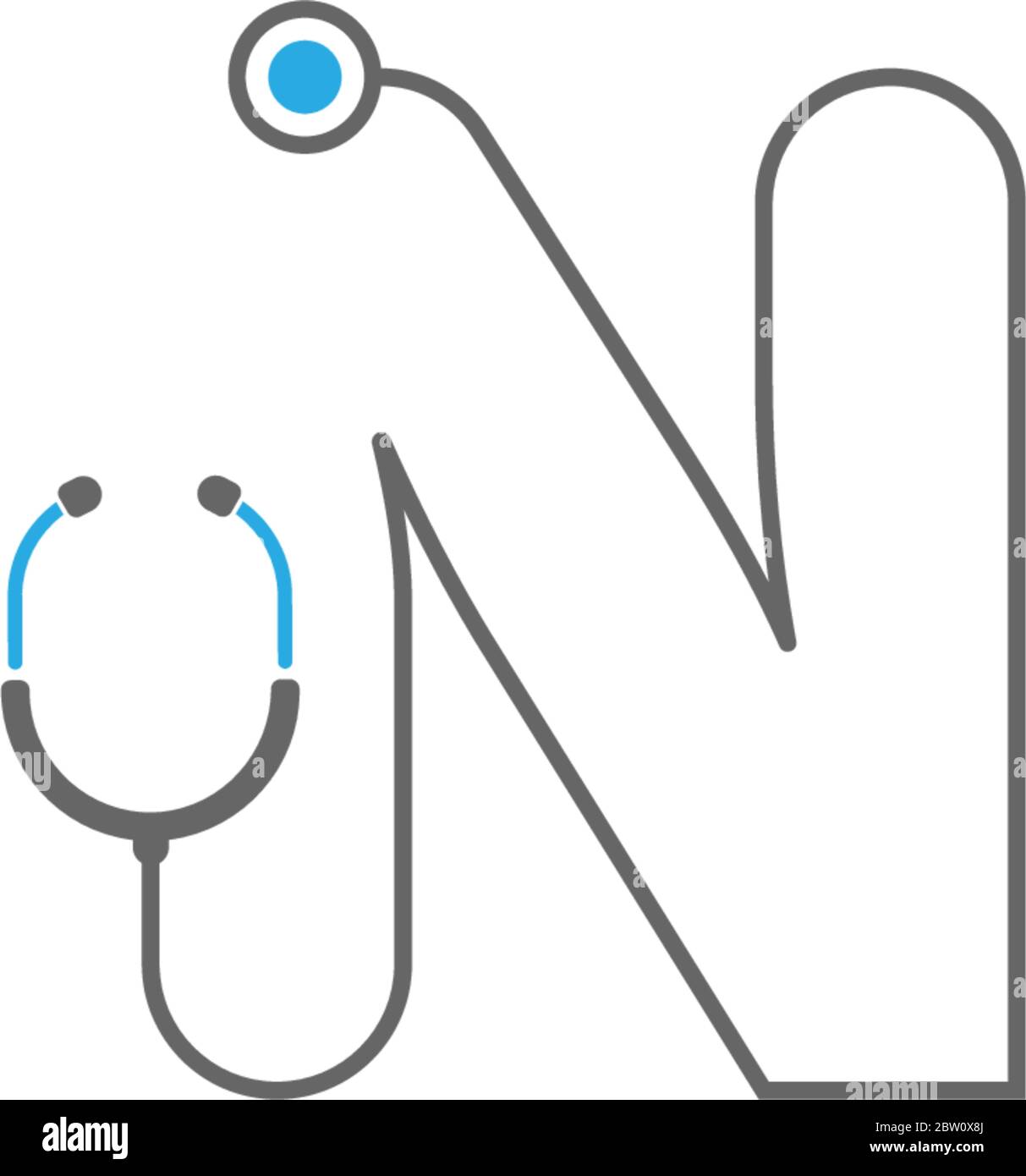 Letter N stethoscope medical logo icon Stock Vector Image & Art - Alamy