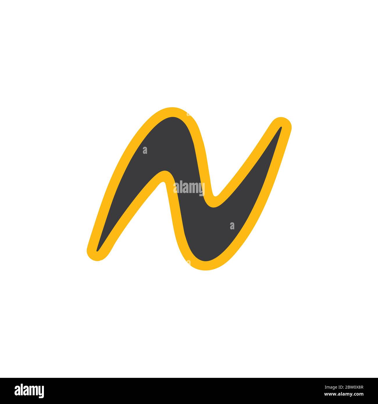 abstract letter n thunder shape simple curves logo vector Stock Vector ...