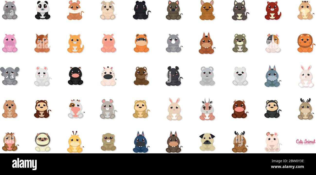 Set of cute animals Stock Vector Image & Art - Alamy