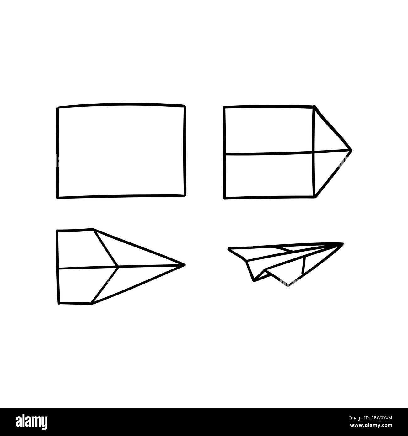 Simple paper planes set tutorial line art doodle style - isolated ...