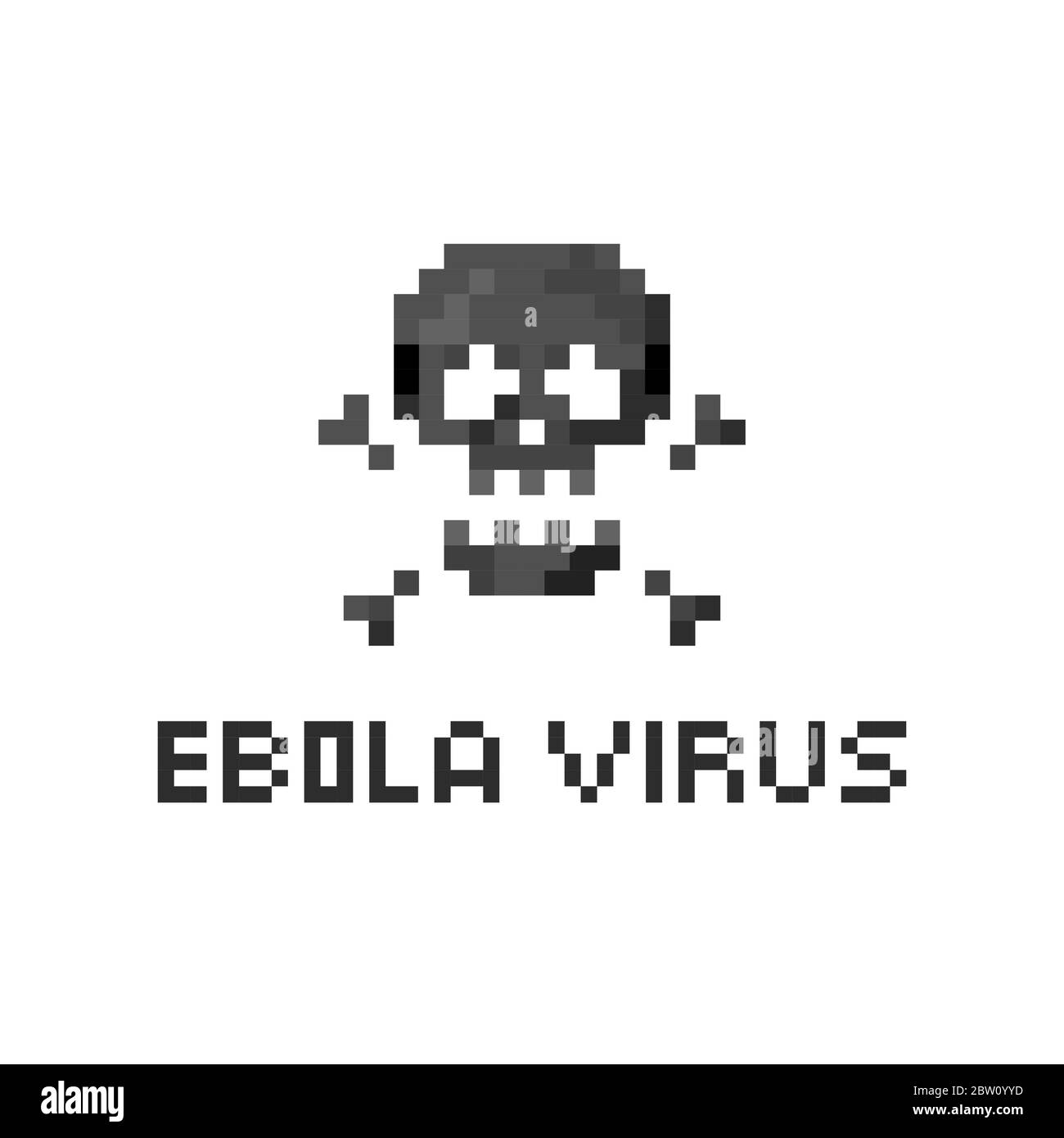Pixel art 8-bit death skull with Ebola Virus text, quarantine ...