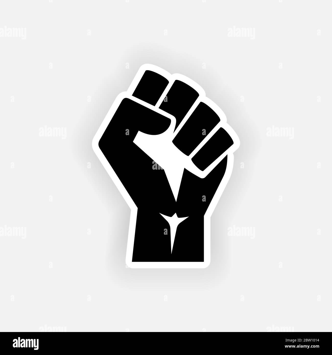 Raised power fist hand on grey background. Protest, rebel, fight ...
