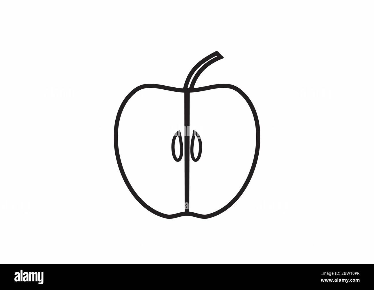 apple vector line art black color single slice Stock Vector Image & Art ...