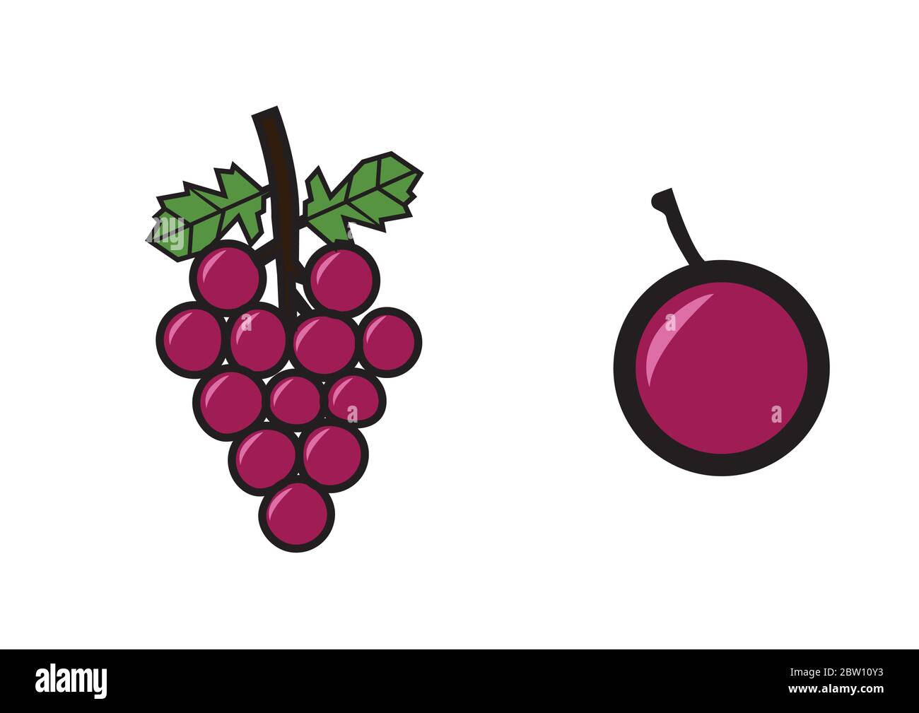 icon vector colorful two grapes Stock Vector Image & Art - Alamy