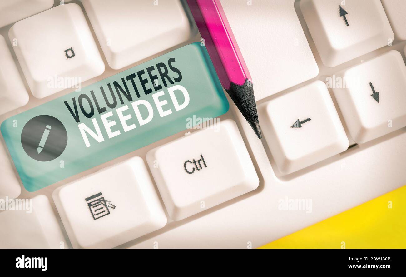 Conceptual hand writing showing Volunteers Needed. Concept meaning need ...