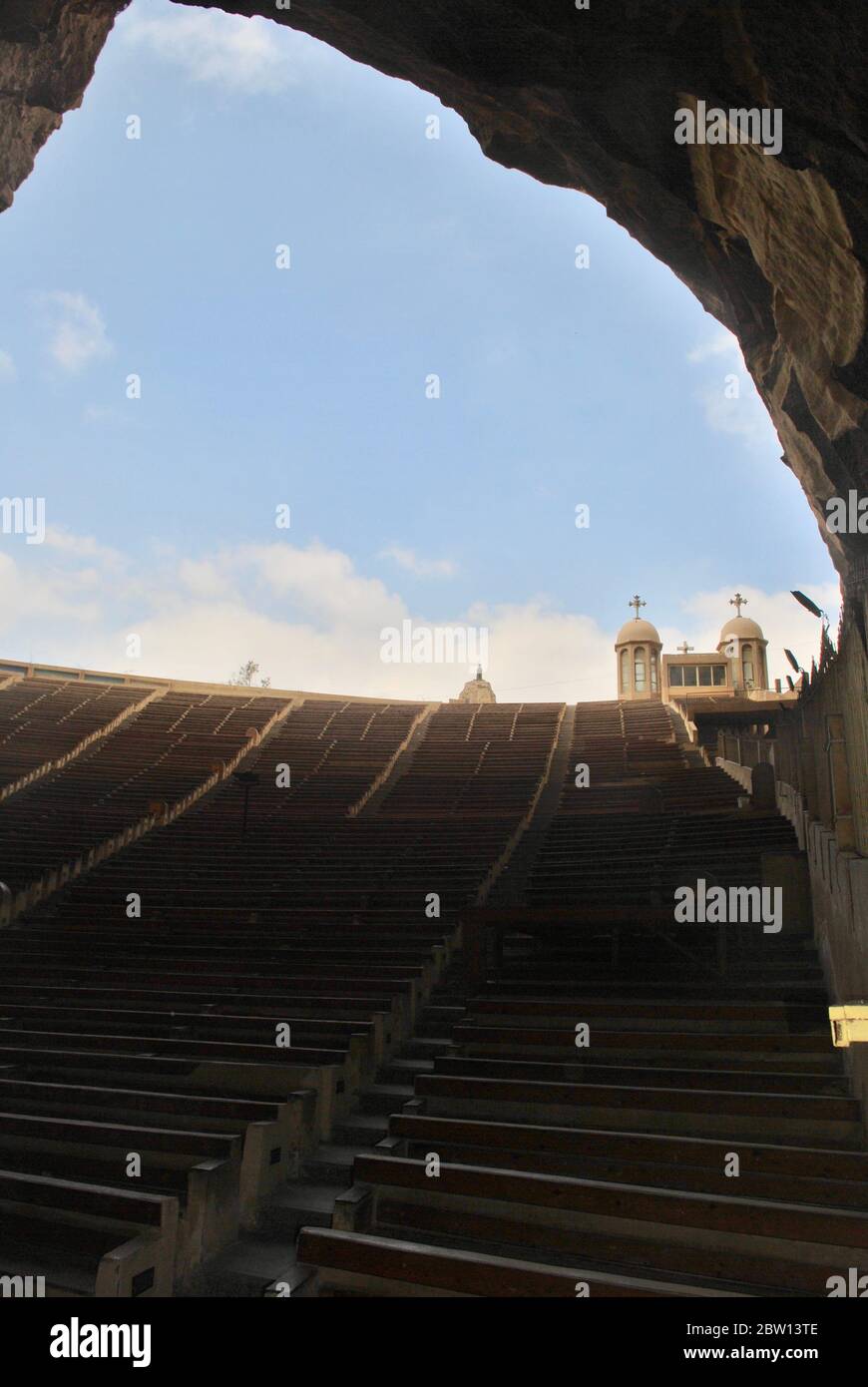 pews, St. Simon the Tanner Cathedral, Cairo, Egypt Stock Photo - Alamy