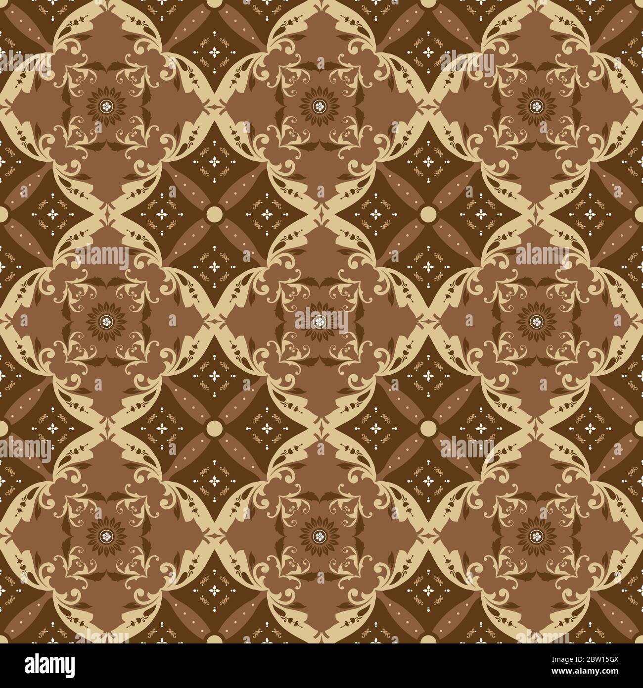 Unique flower pattern design on Javanese batik with modern mocca color ...