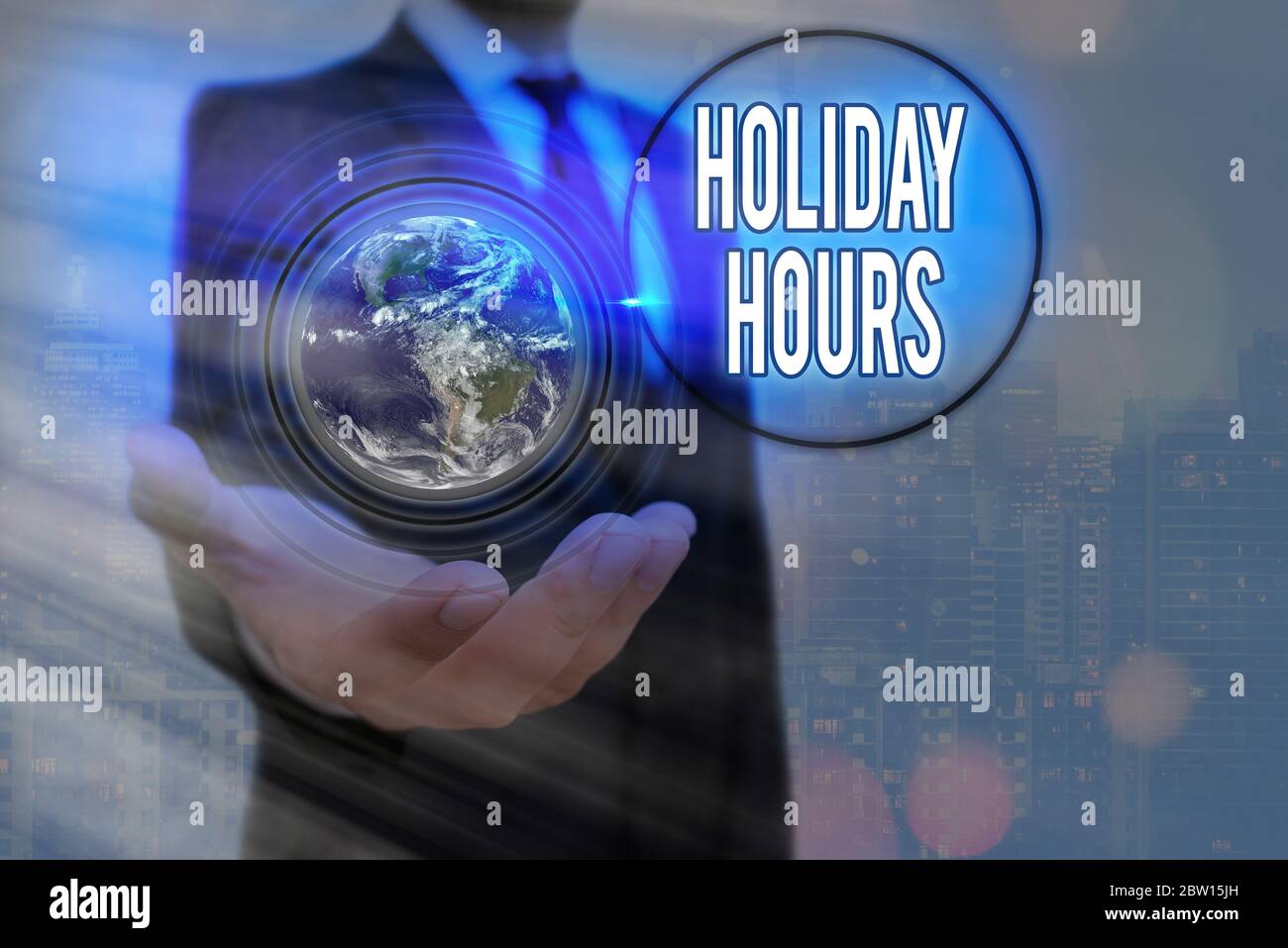 Writing note showing Holiday Hours. Business concept for employee ...