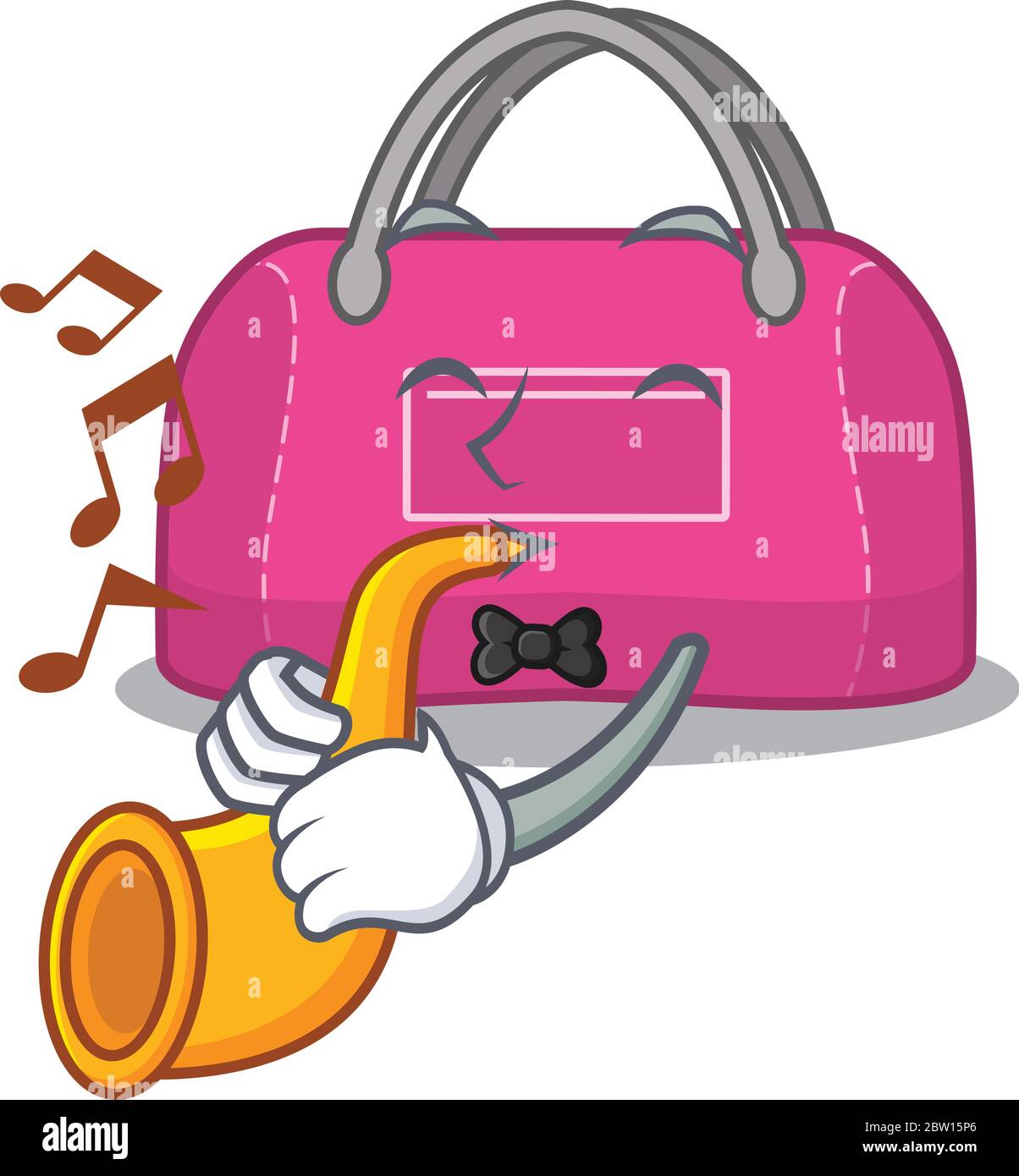 Woman sport bag musician of cartoon design playing a trumpet Stock ...