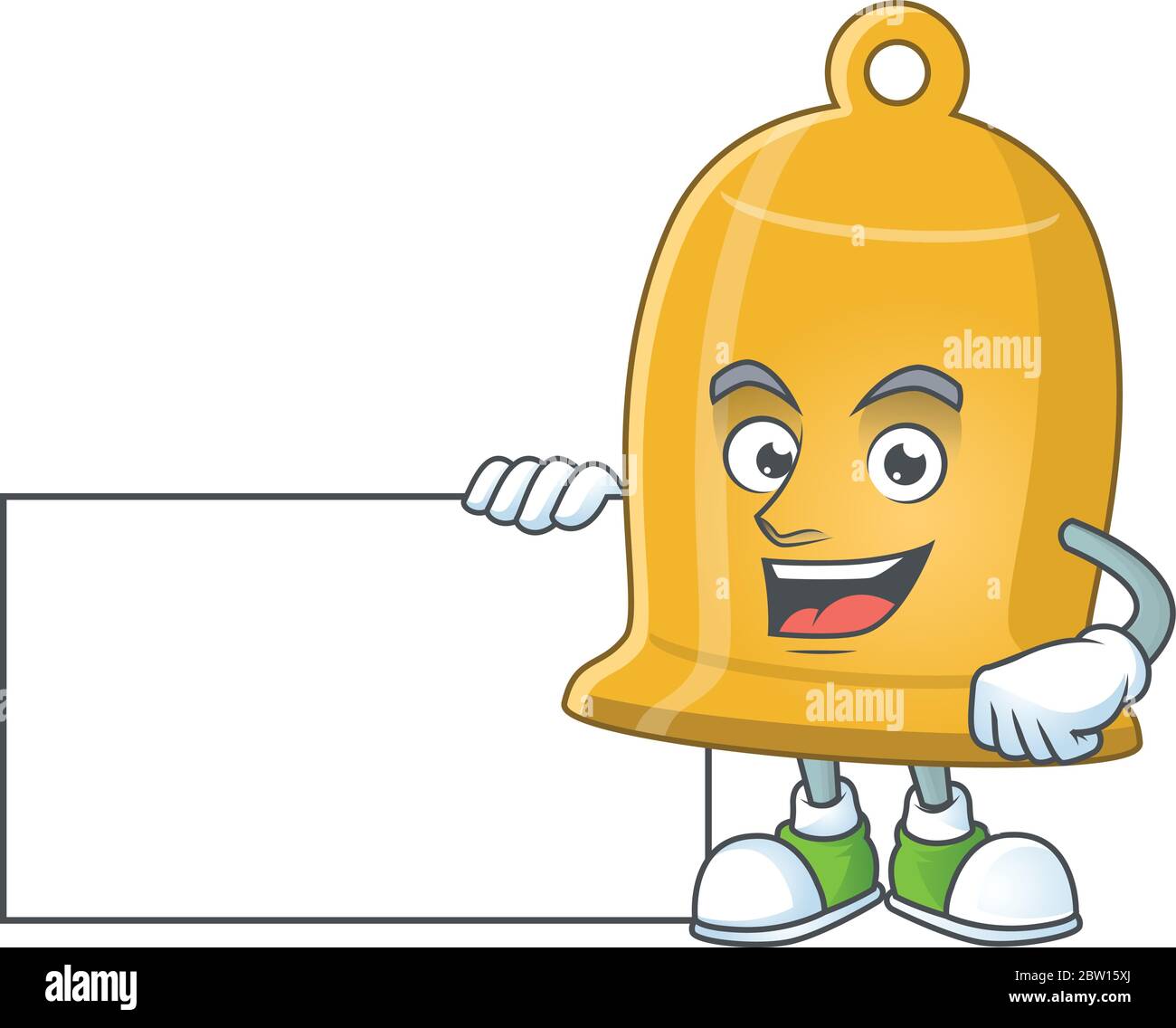 Bell cartoon drawing Thumbs up holding a white board Stock Vector Image ...