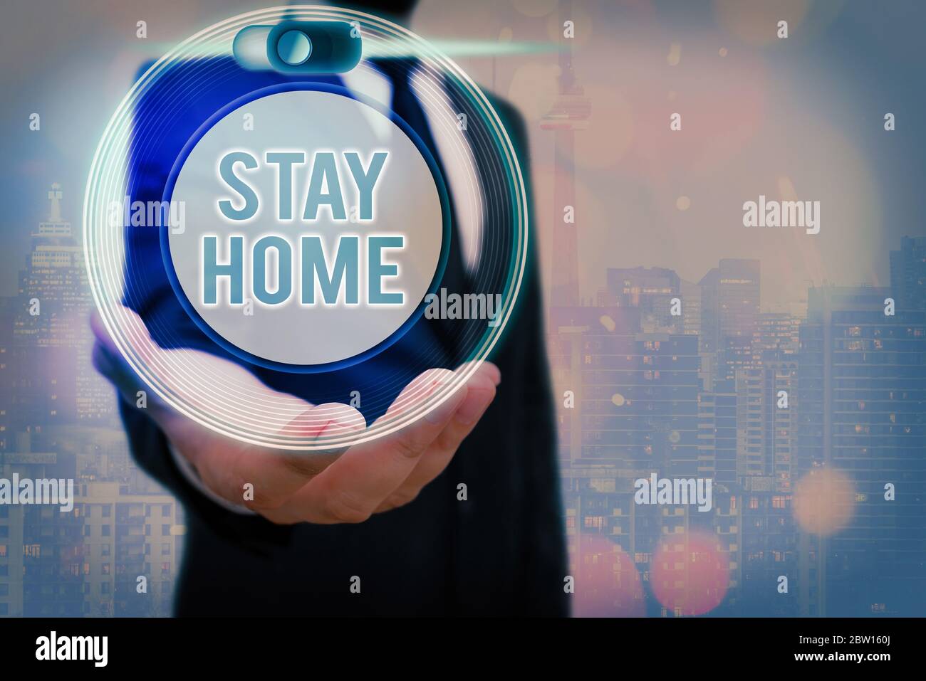 Text sign showing Stay Home. Business photo text not go out for an ...