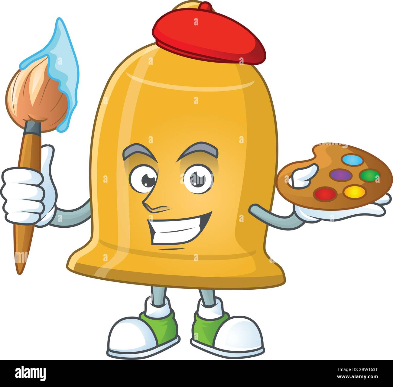 creative Artist of bell cartoon character painting using a brush Stock ...