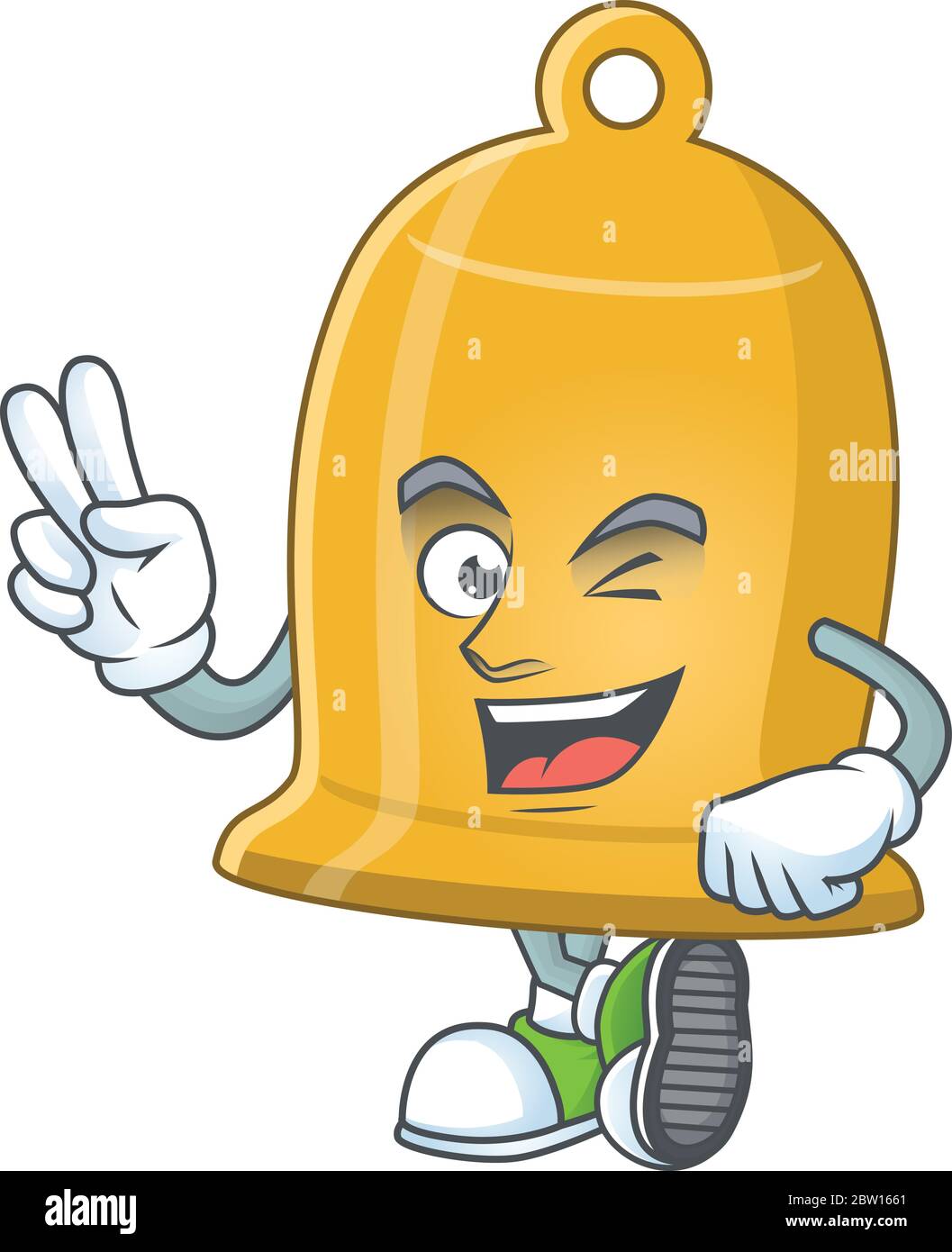 smiling bell cartoon mascot style with two fingers Stock Vector Image ...