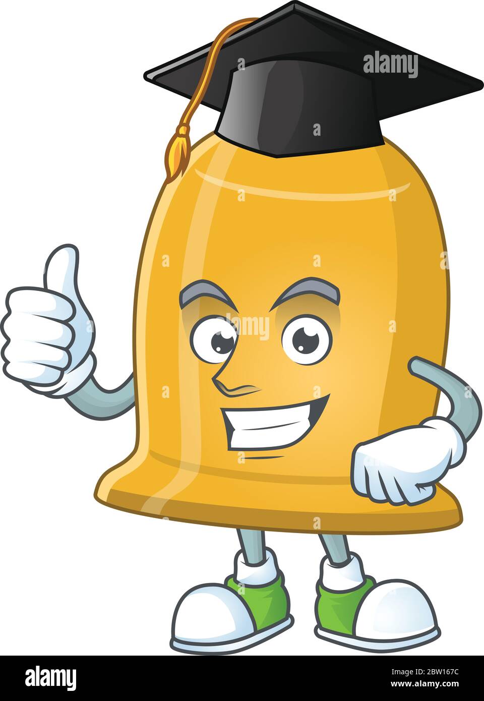 Happy face Mascot design concept of bell wearing a Graduation hat Stock ...