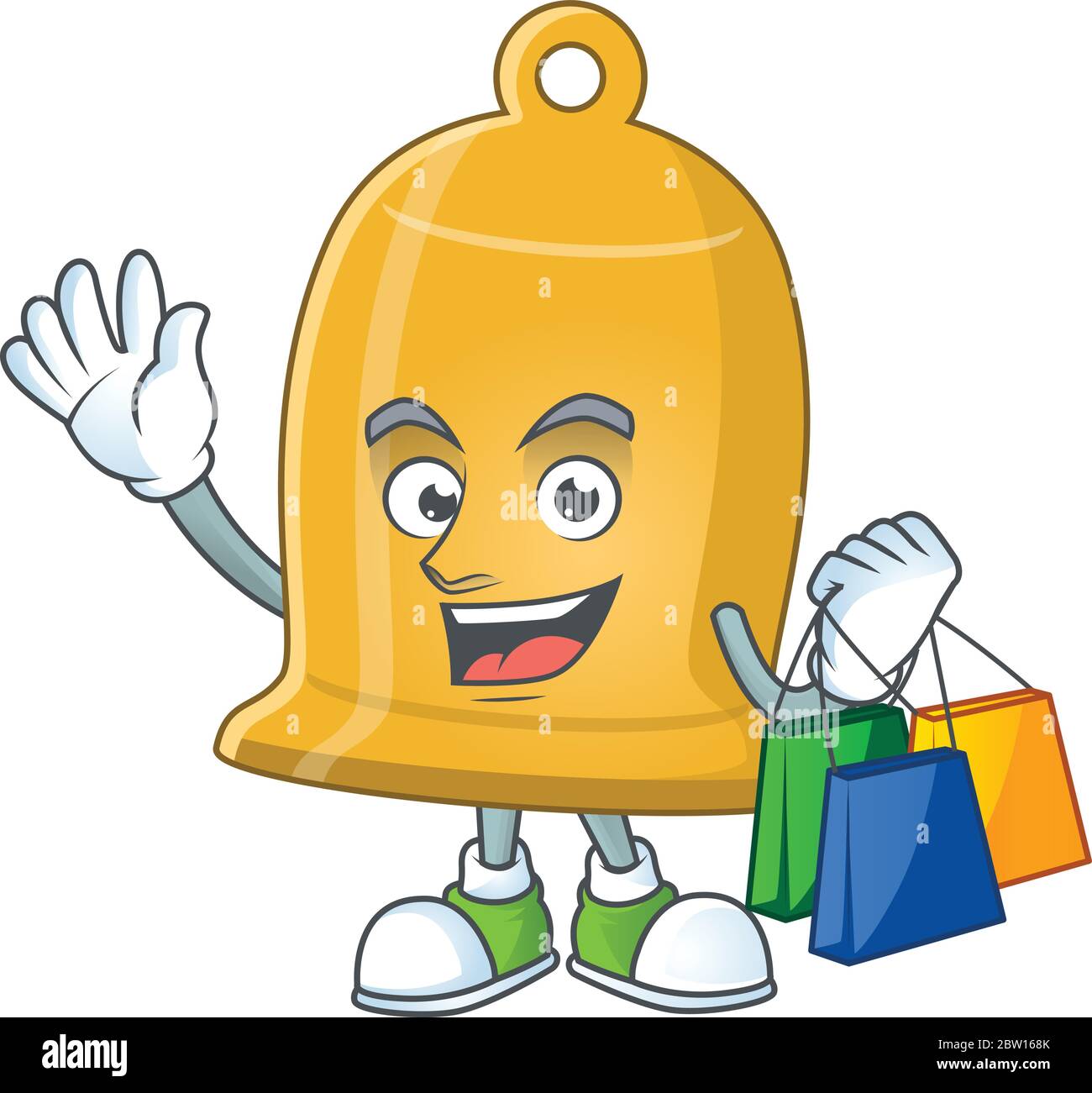 Happy rich bell Caricature picture with shopping bags Stock Vector ...
