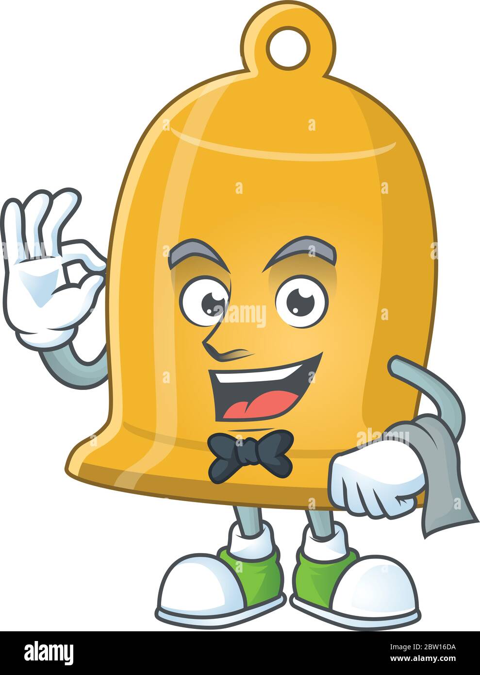 A cartoon image of bell as a waiter character ready to serve Stock ...
