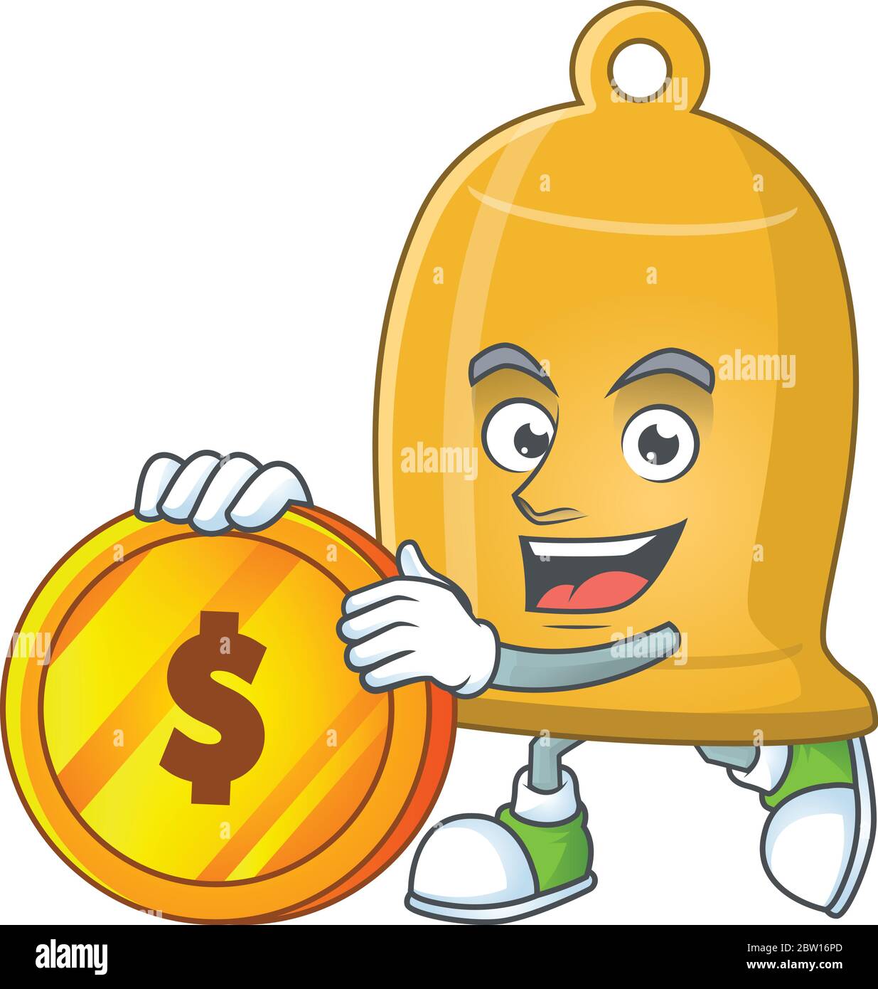 cartoon picture of bell rich character with a big gold coin Stock ...