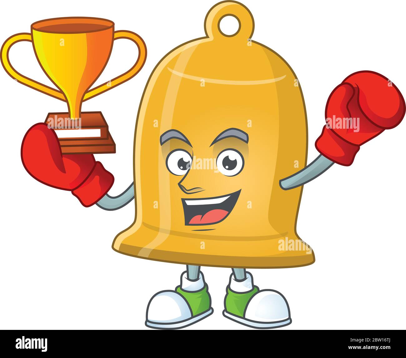 Proudly face of boxing winner bell cartoon character design Stock ...