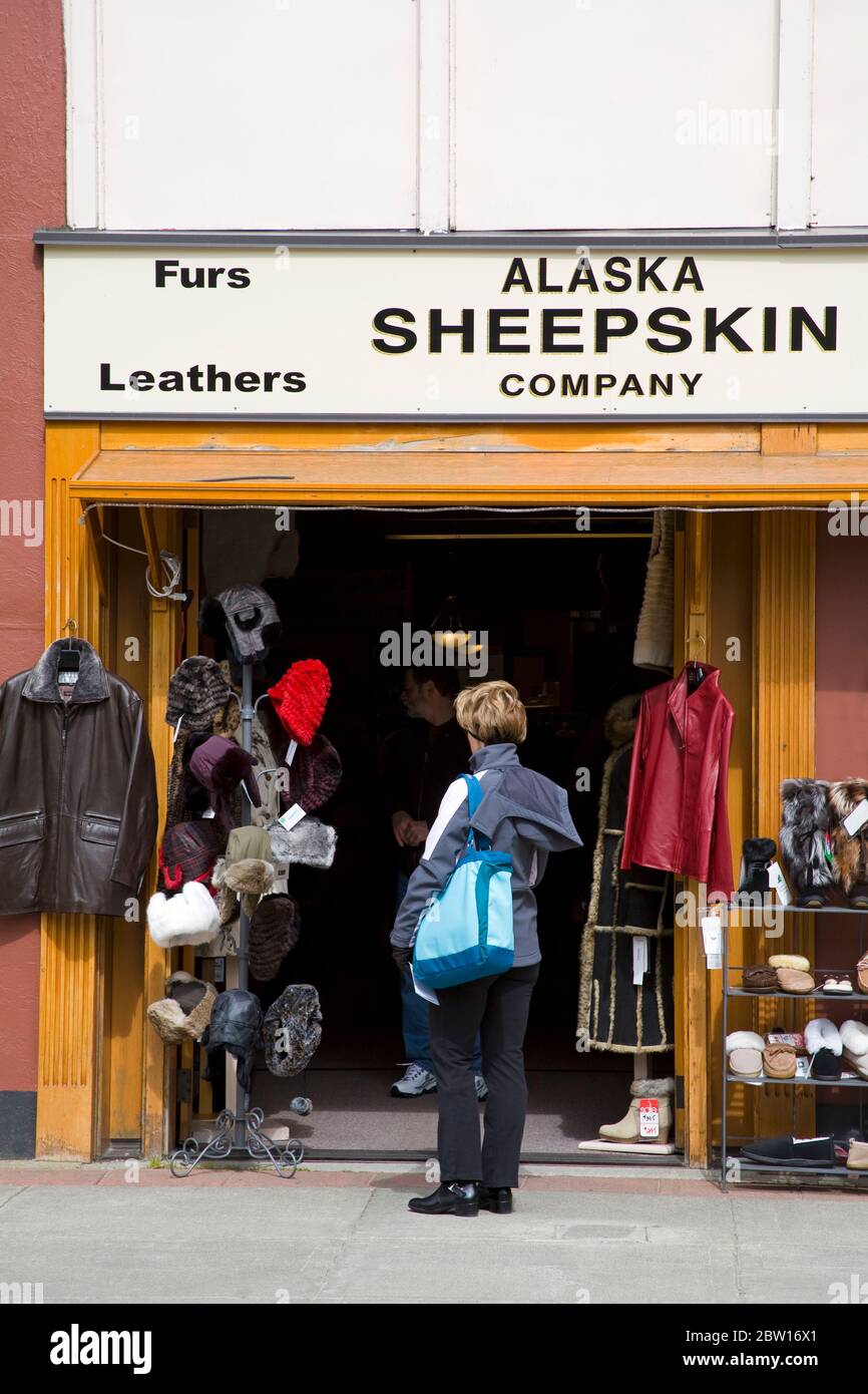 Alaska Sheepskin Store in Juneau, Southeast Alaska, USA (model released ...