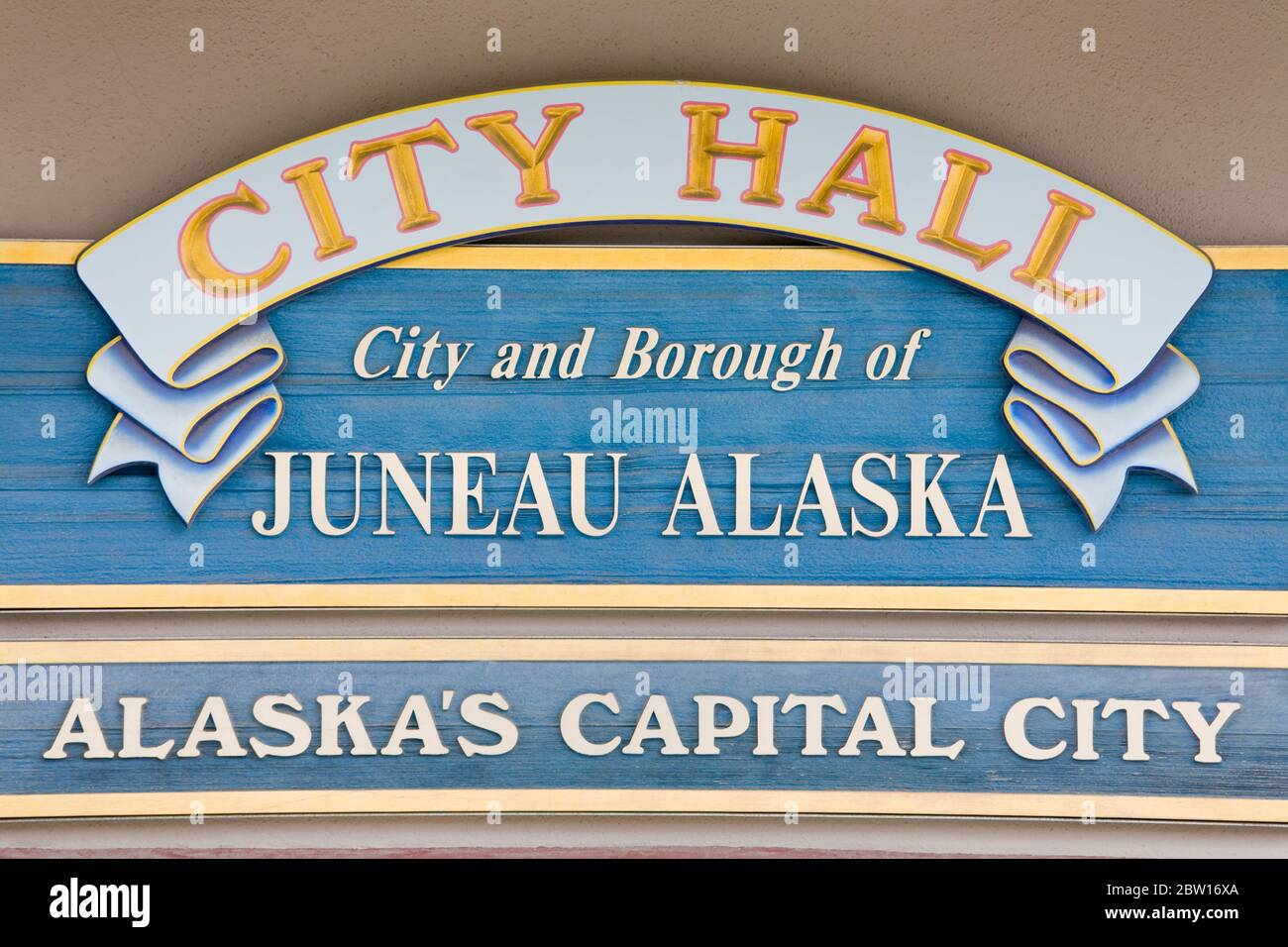 City Hall sign, Juneau, Southeast Alaska, USA Stock Photo - Alamy