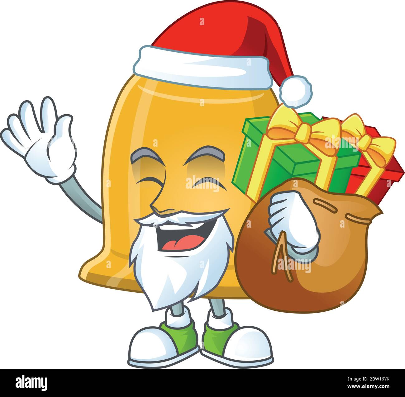 Santa bell Cartoon drawing design with sacks of gifts Stock Vector ...