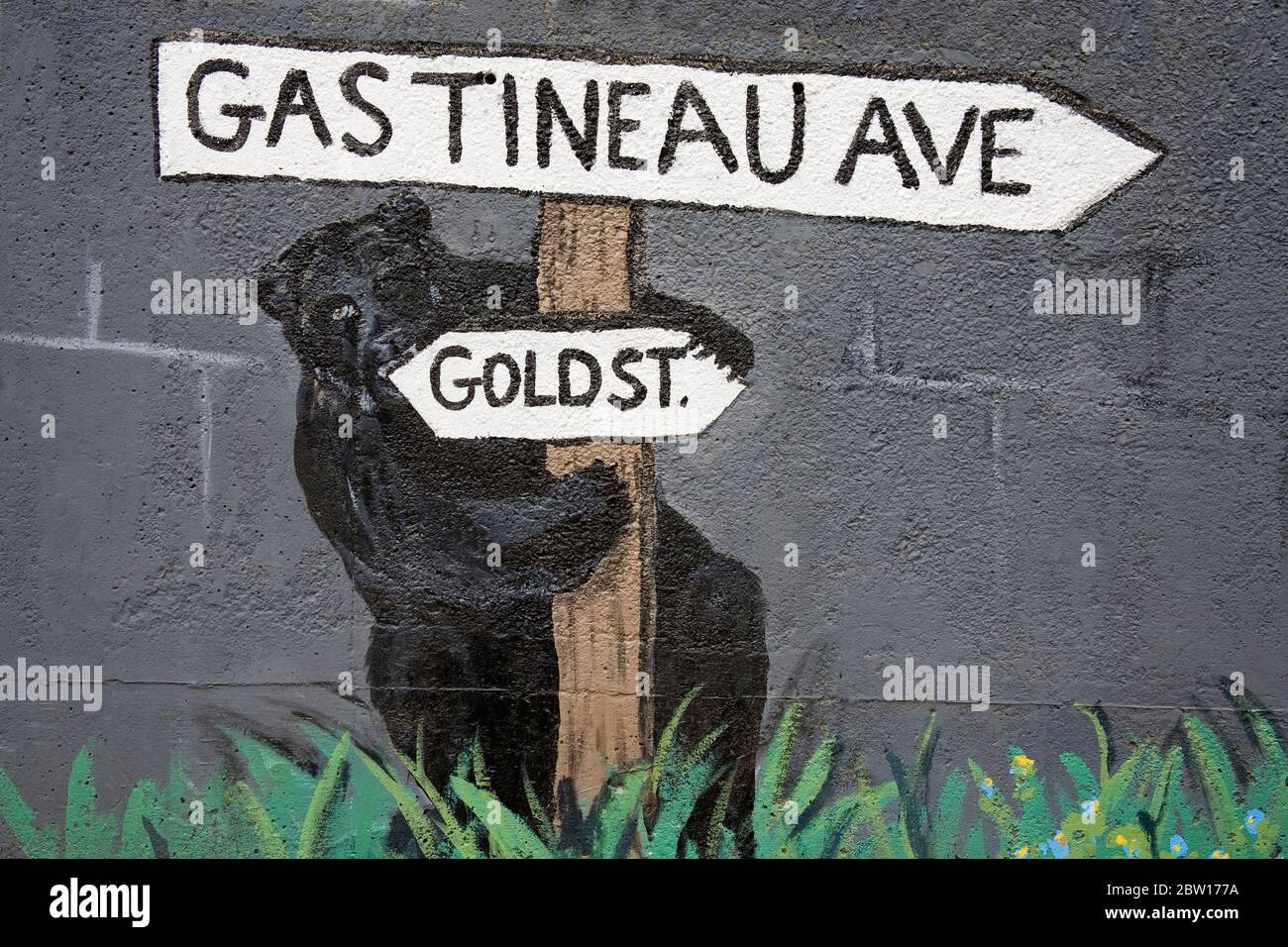 Road sign painted on wall in Juneau, Southeast Alaska, USA Stock Photo ...