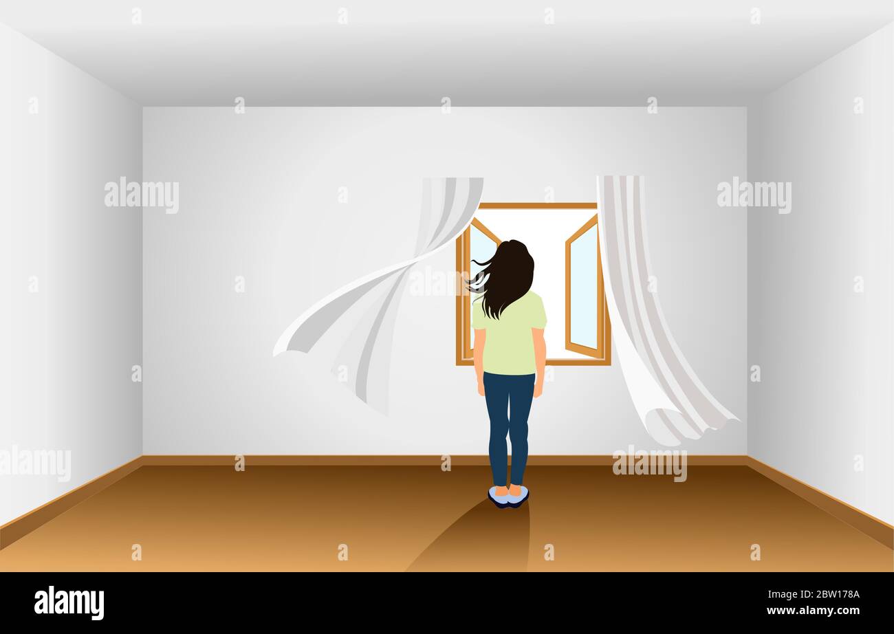 Back girl window sad Stock Vector Images - Alamy