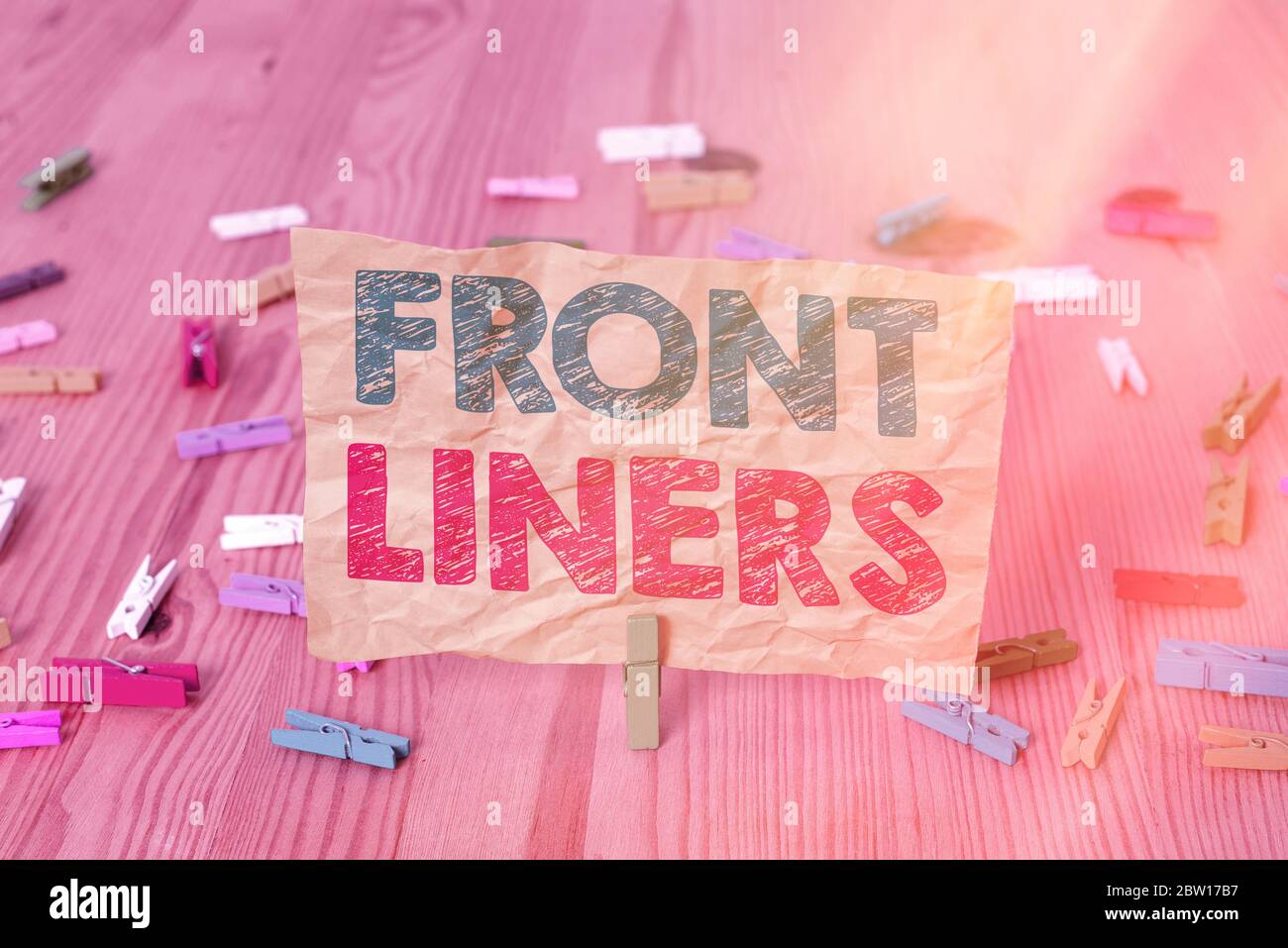 Conceptual hand writing showing Frontliners. Concept meaning most ...