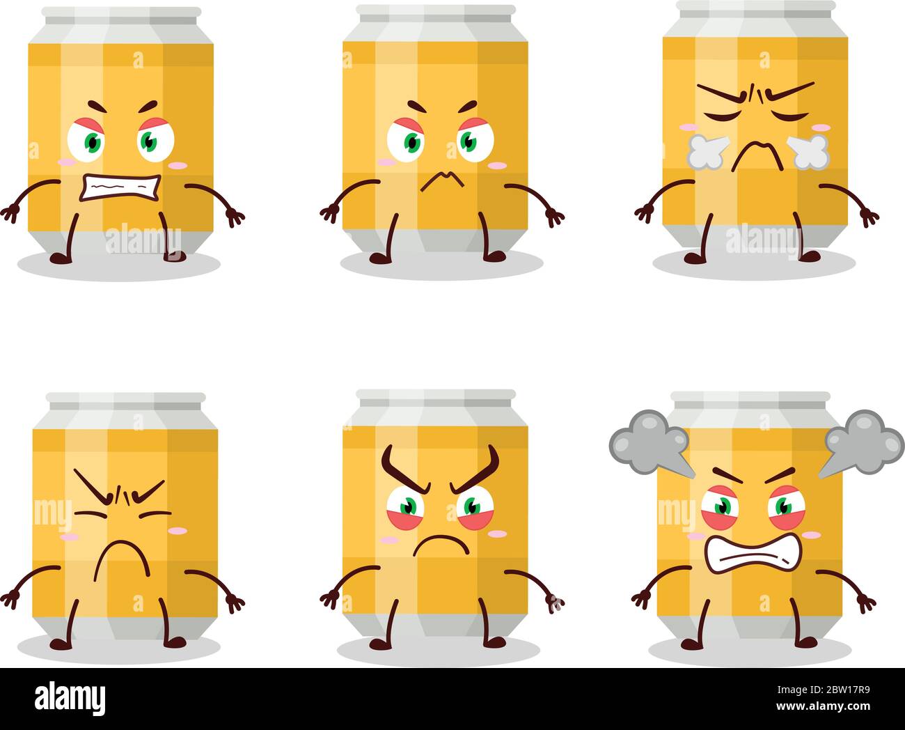 Beer can cartoon character with various angry expressions Stock Vector ...