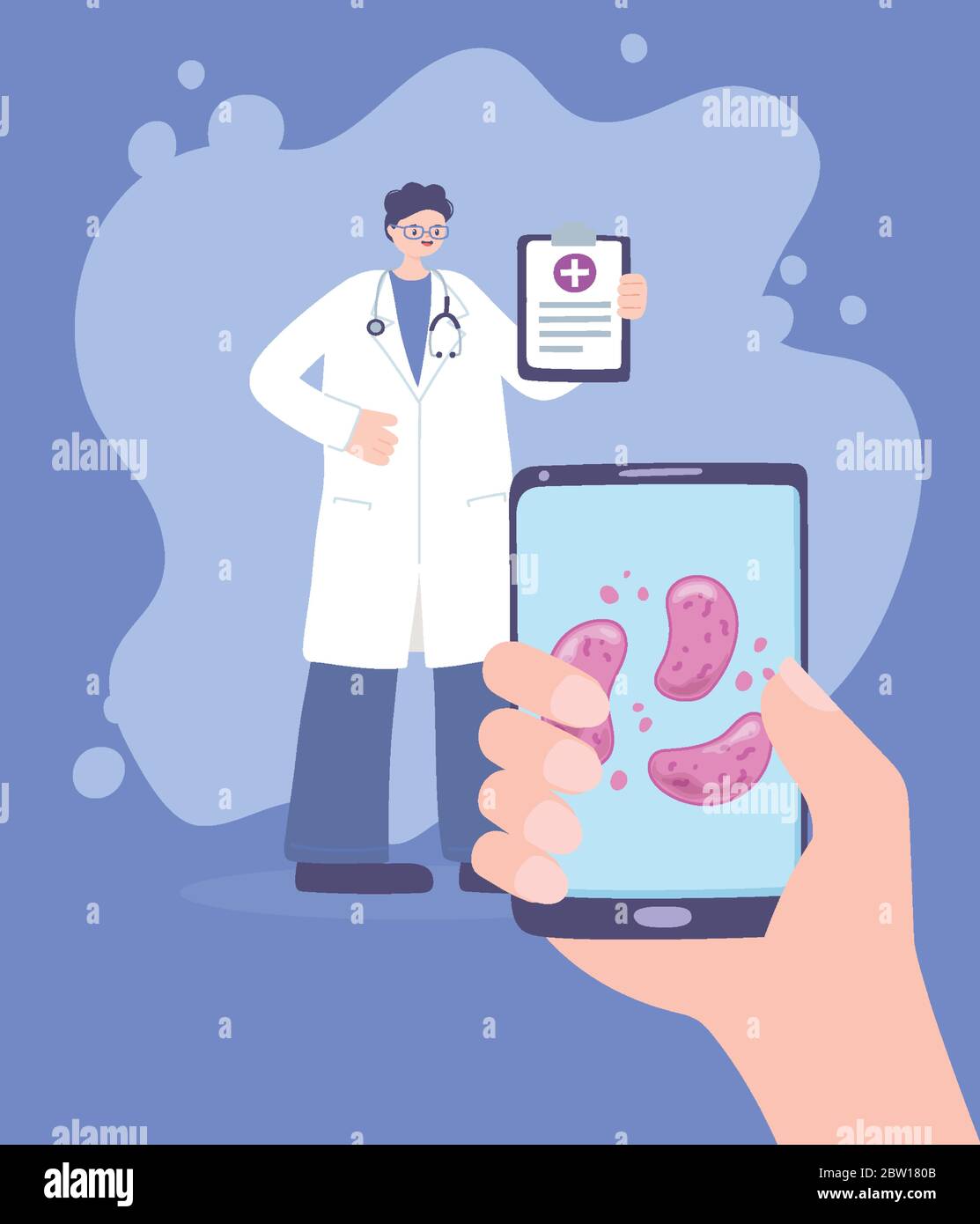 telemedicine, doctor hand with smartphone, medical treatment and online ...