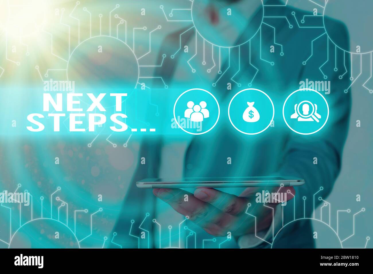 Text sign showing Next Steps. Business photo showcasing something you ...