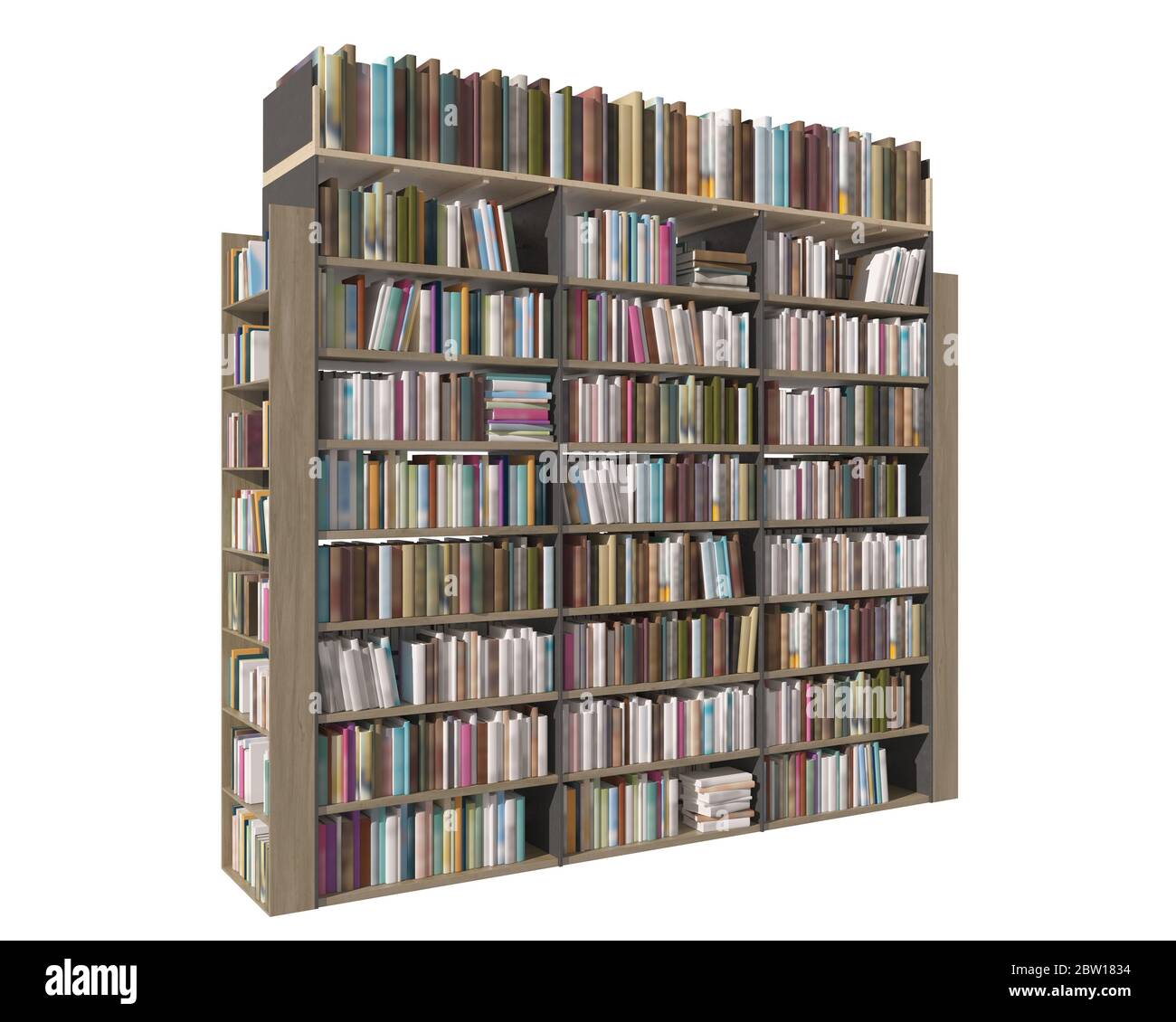 3D illustration bookcase bookshelves isolated on white Stock Photo - Alamy