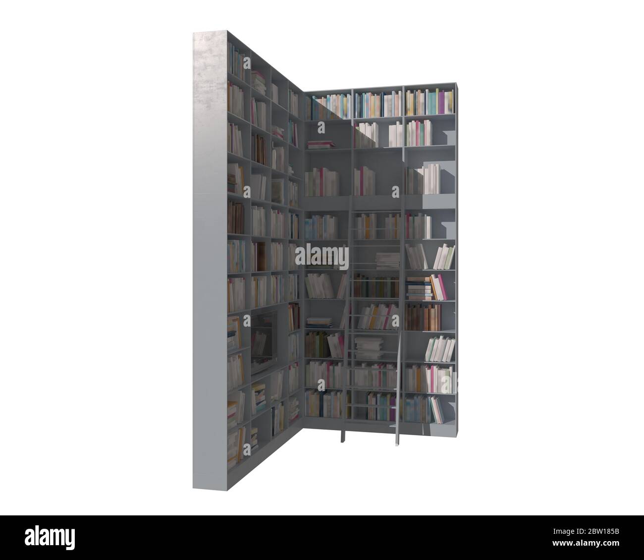 3D illustration bookcase bookshelves isolated on white Stock Photo - Alamy