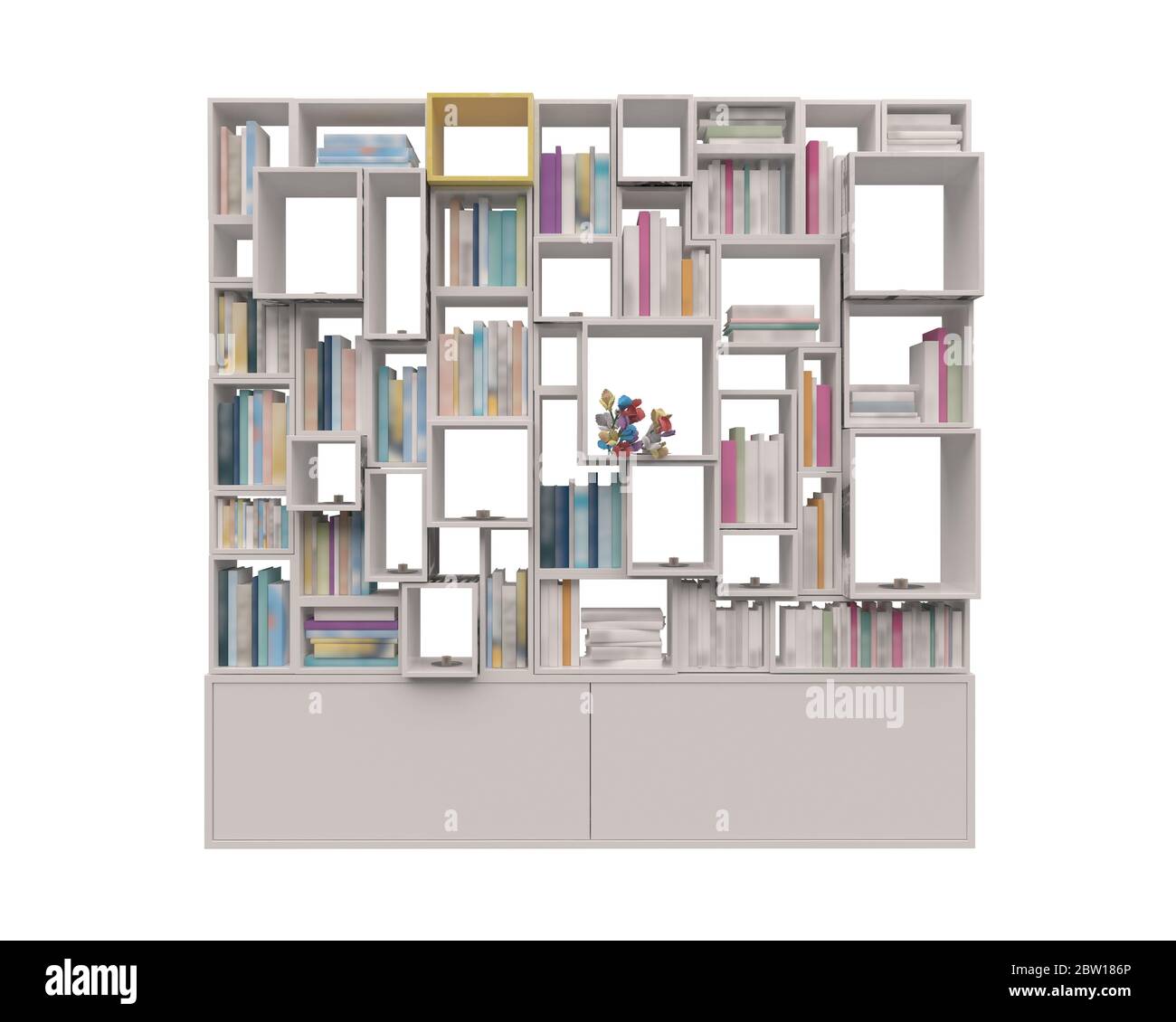 3D illustration bookcase bookshelves isolated on white Stock Photo - Alamy