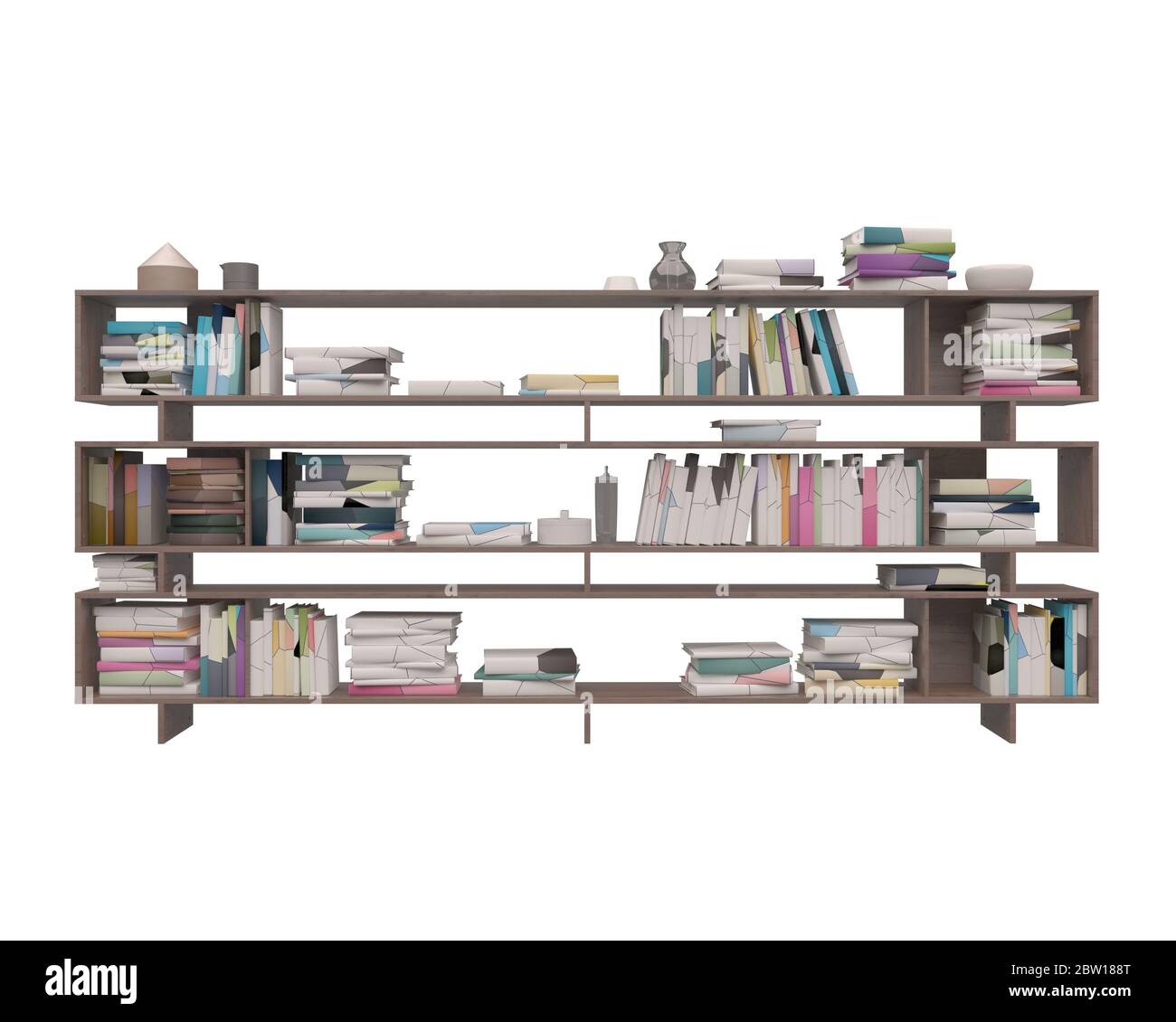 3D illustration bookcase bookshelves isolated on white Stock Photo - Alamy