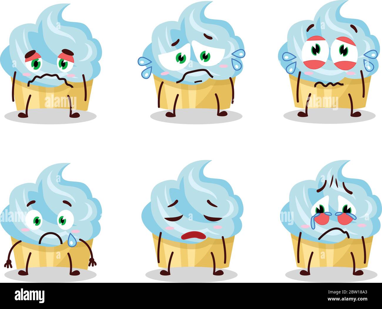 Vanilla cake cartoon character with sad expression Stock Vector Image ...