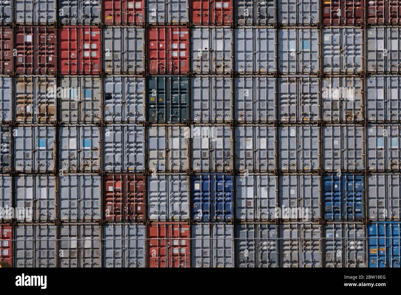 Stack of containers in harbor. Seamless texture industrial background ...