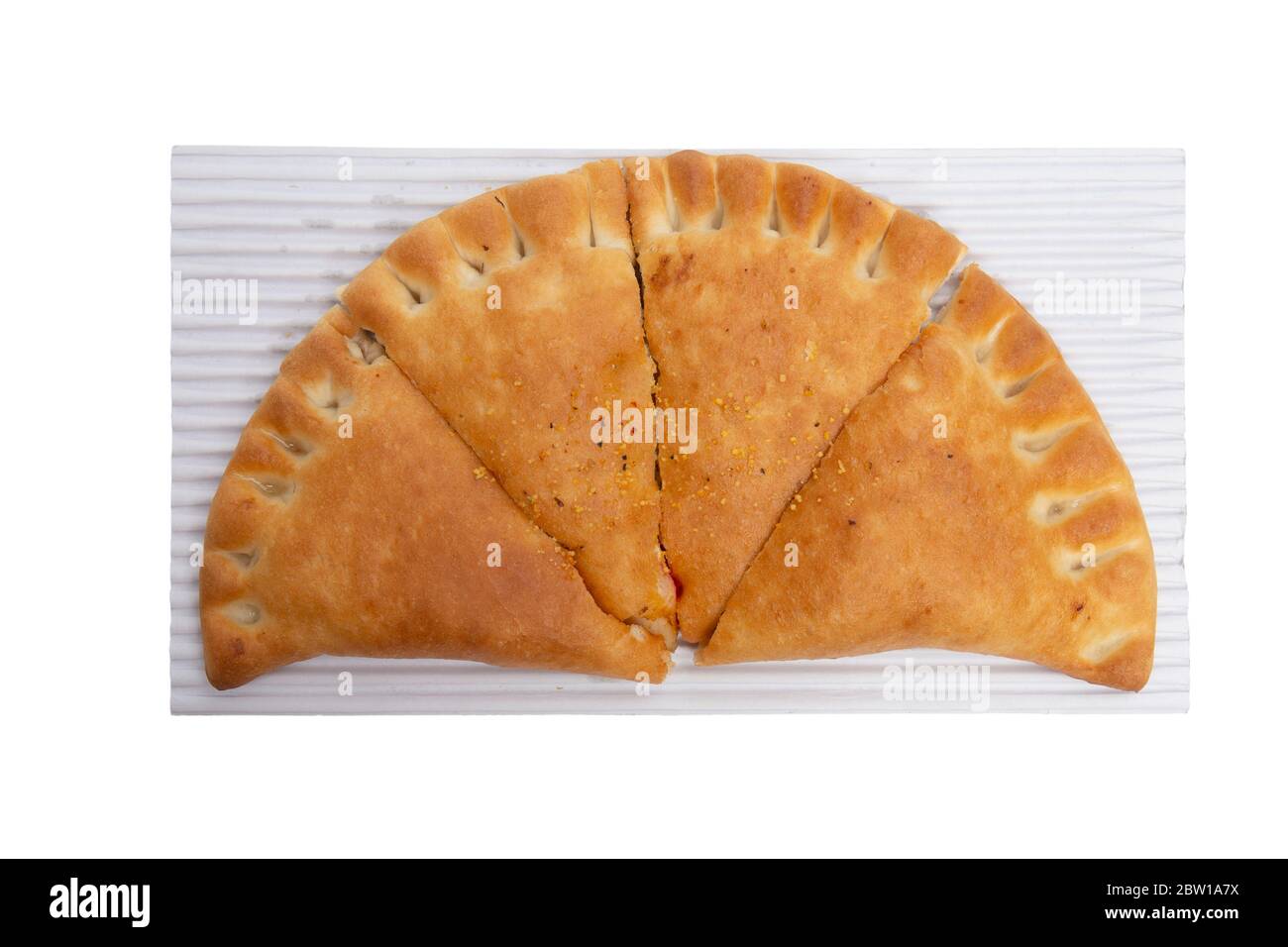 Pizza on a separate paper tray on a white background Stock Photo - Alamy