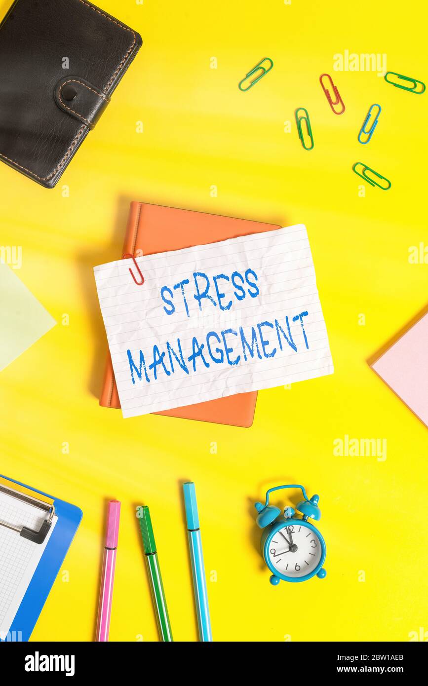 Writing note showing Stress Management. Business concept for method of ...