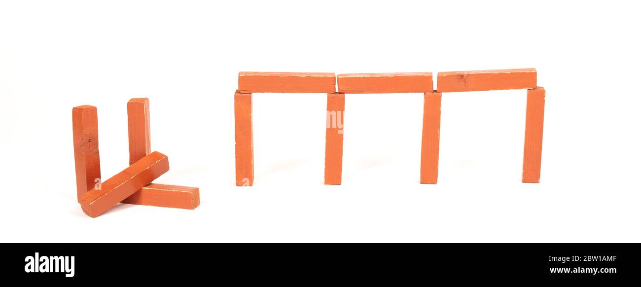 Vintage orange building blocks isolated on white background Stock Photo ...