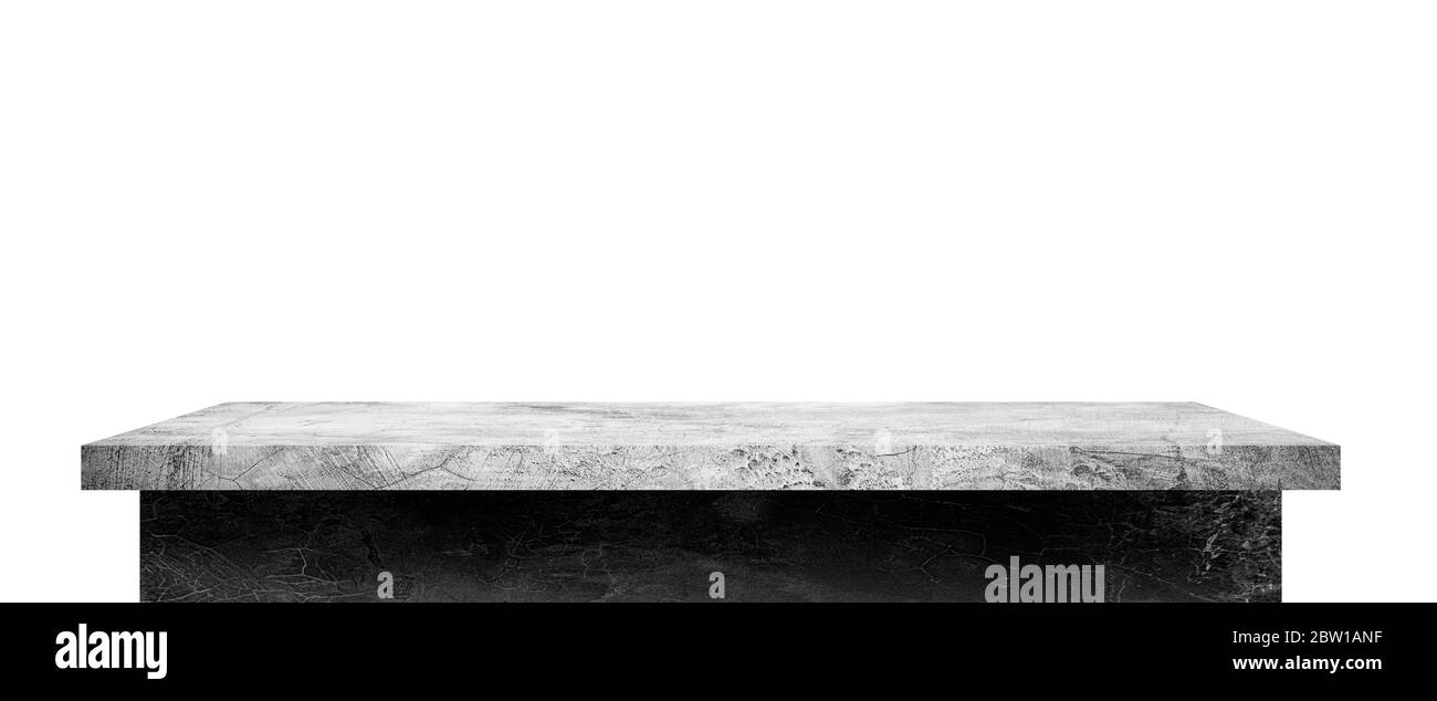Classic gray cement concrete table, isolated on white background, For ...