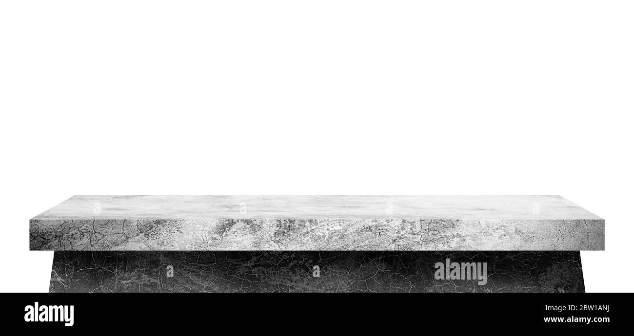 Classic gray cement concrete table, isolated on white background, For ...