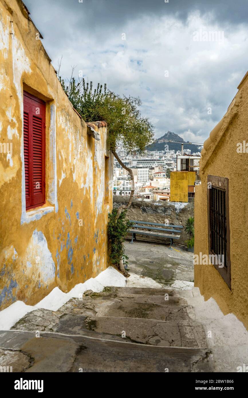 Traditional alley, at the old part of Athens, Greece Stock Photo - Alamy