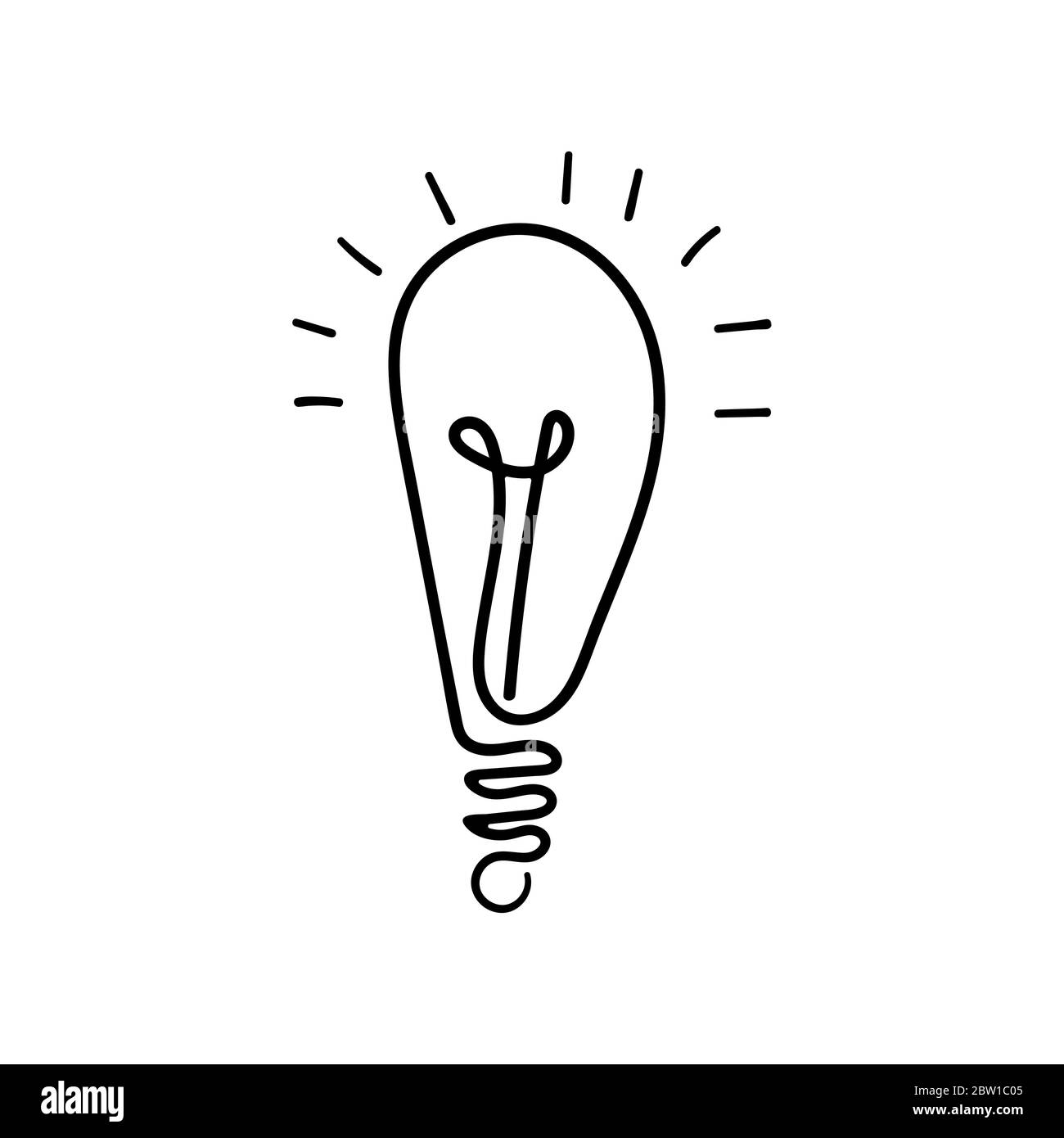 Electic light bulb doodle pictogram. Single idea symbol isolated on ...