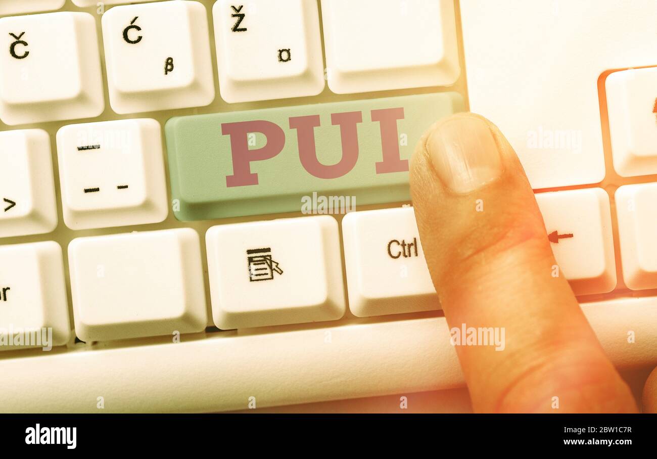 Writing note showing Pui. Business concept for an individual that has ...
