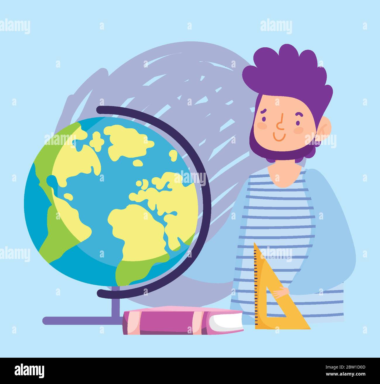 online education teacher school globe book and ruler cartoon vector ...