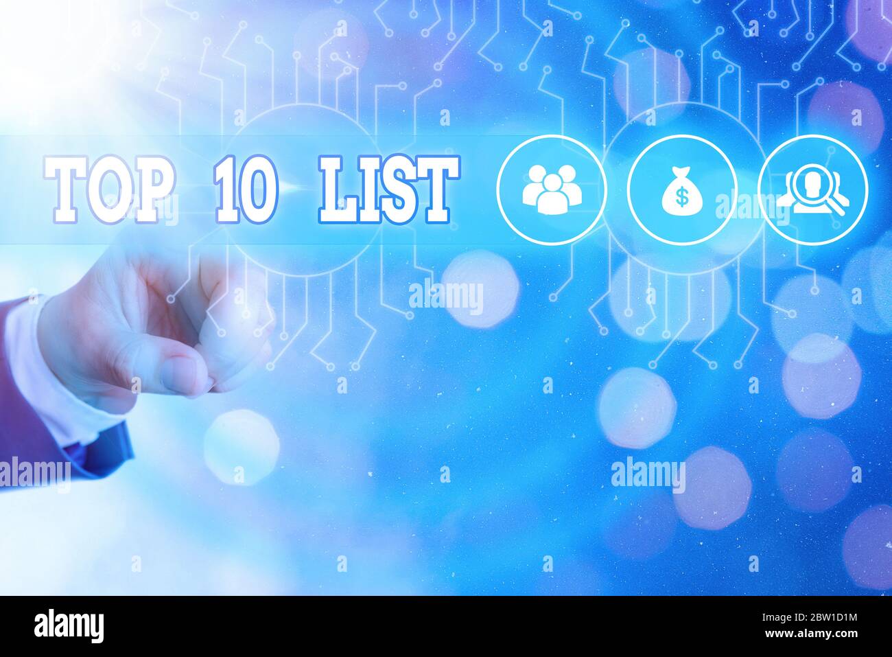 Writing note showing Top 10 List. Business concept for the ten most ...