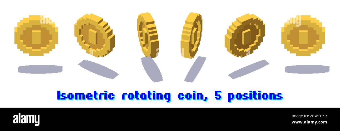 Set of rotating pixel coins for game or app animation Stock Vector ...