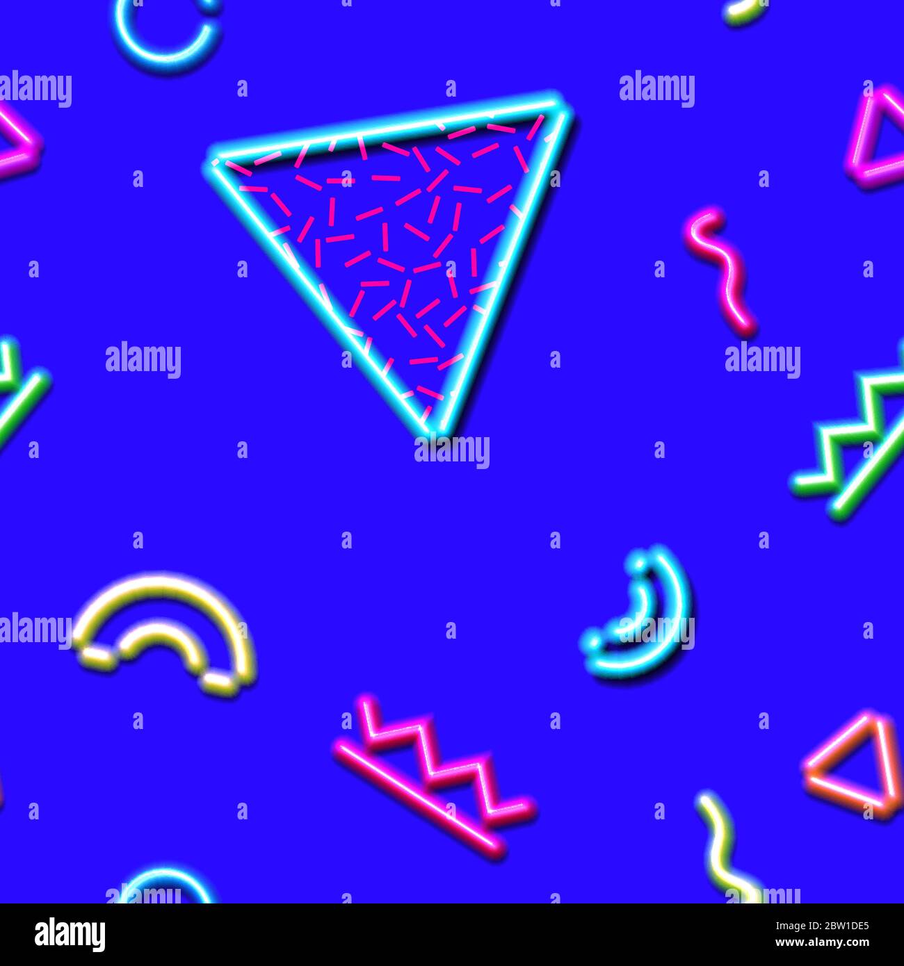 Neon seamless pattern with and 80s or 90s abstract arcade style Stock ...